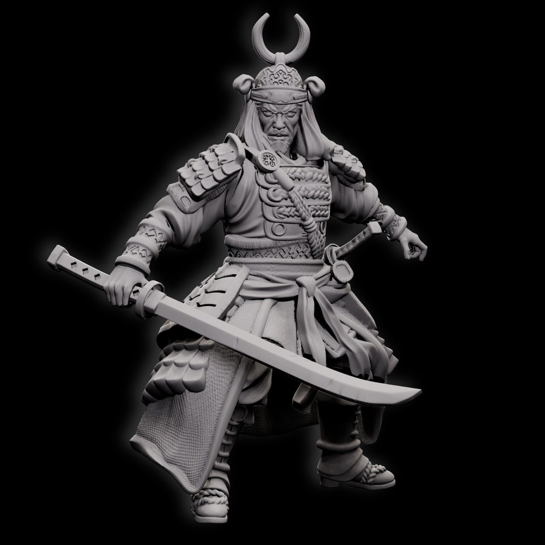 Human Fighter Samurai Kensa With Katana & Armor | Dnd Miniature 28mm ...