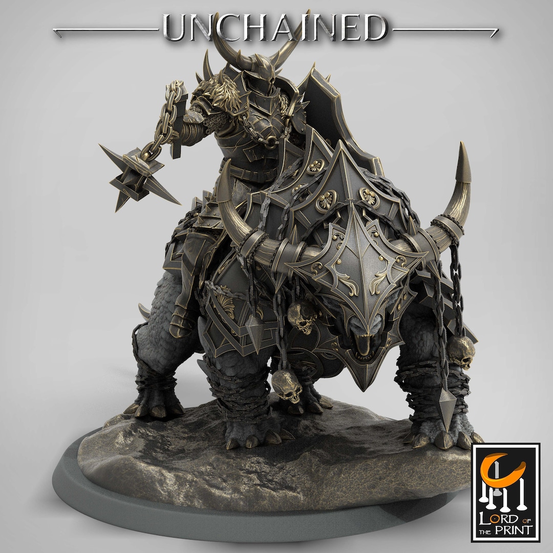 Chaos Knight on Armored Muscular Beast Flail and Shield, Oathbreaker ...