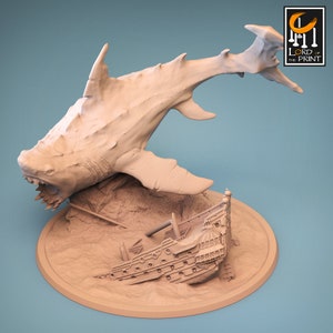 Megalodon, Giant Shark (3 Sizes) Underwater D&D Miniature |215mm Long ...