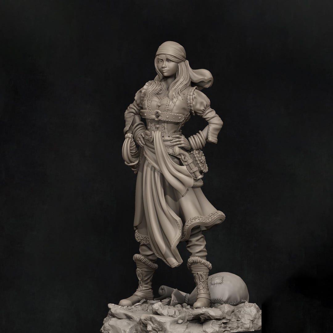 Female Rogue Swashbuckler Pirate PC / NPC Unpainted Miniature | 6 Sizes ...