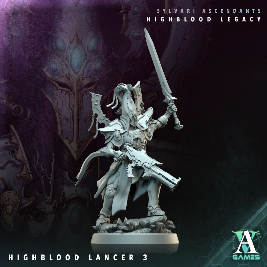 Space Elf Lancer Miniature | Sci-fi Cavalry Warrior | UNPAINTED Resin ...