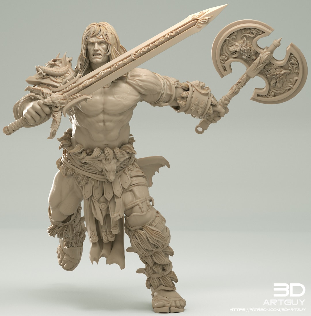 Human Barbarian Gladiator 2 Weapons PC or NPC | 4 Sizes /scales ...