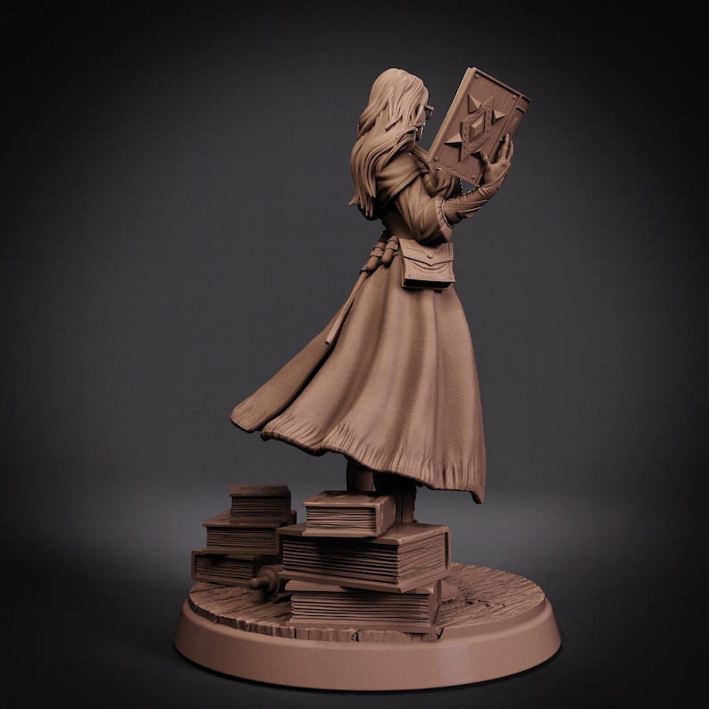 Female Wizard Miniature | Diviner Mage With Book | Resin 28mm 32mm 54mm ...