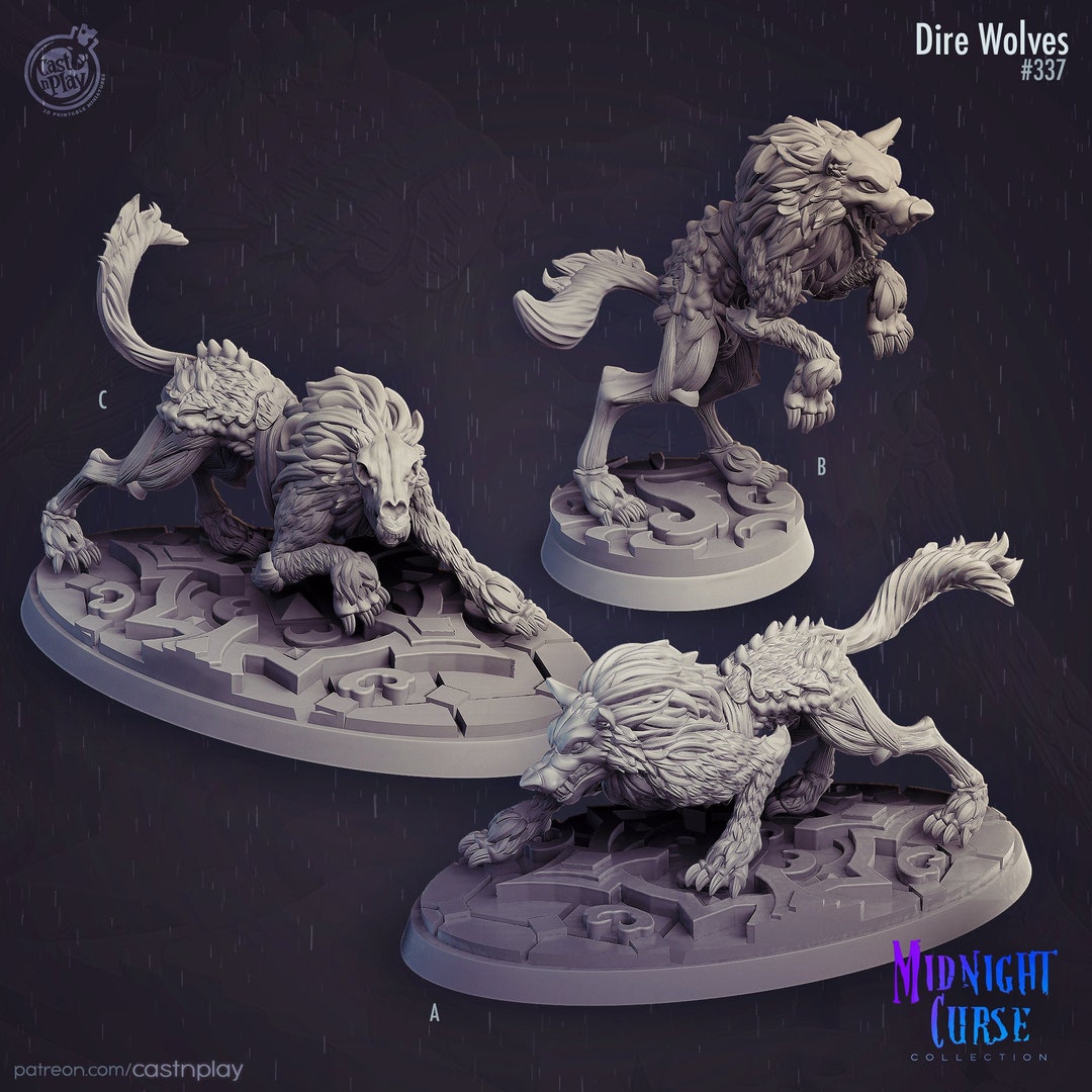 Dire Wolves - | 28mm and 32mm Scale | Animal Monster Miniature ...