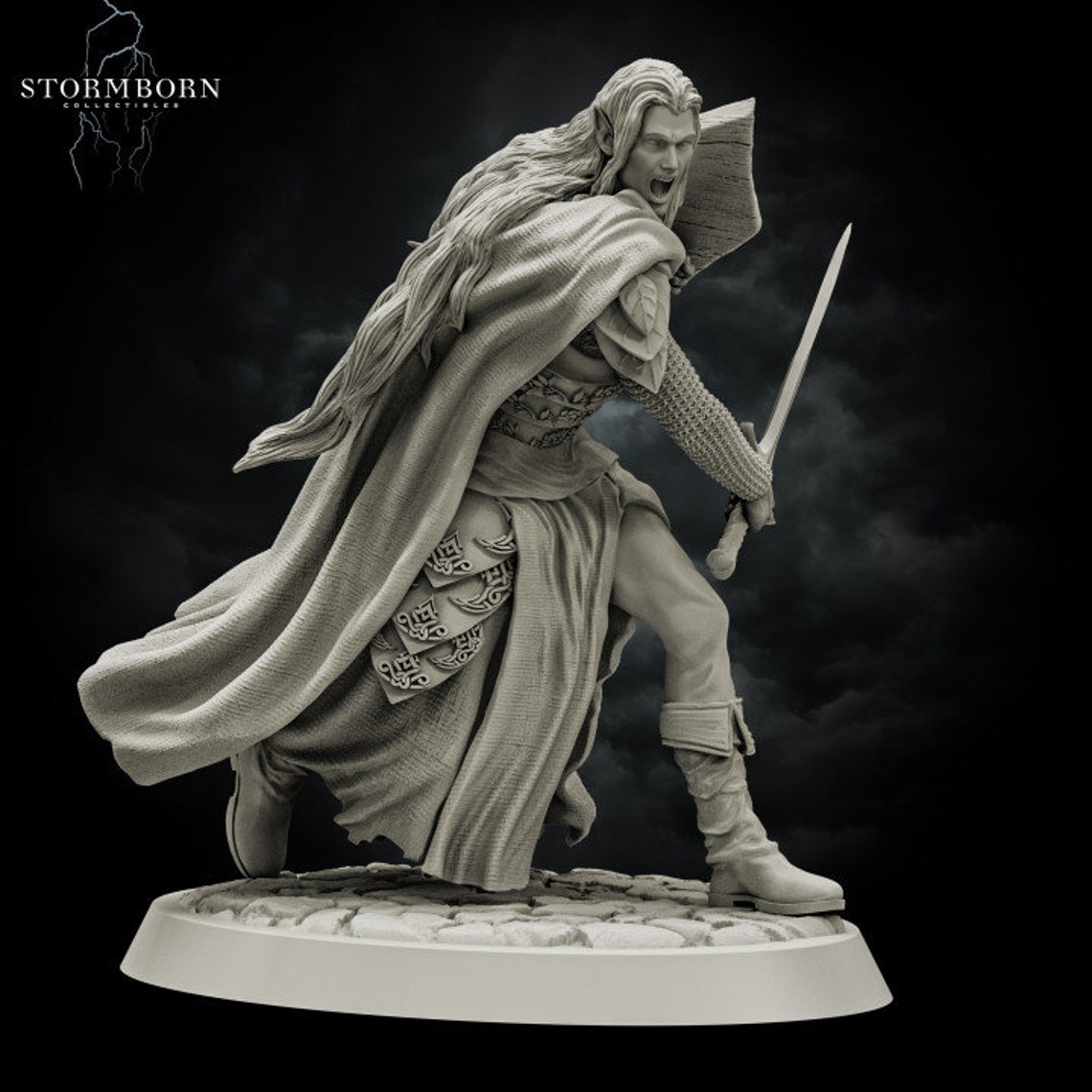 Elf Paladin Miniature | Sword and Shield Knight | Unpainted Resin RPG ...