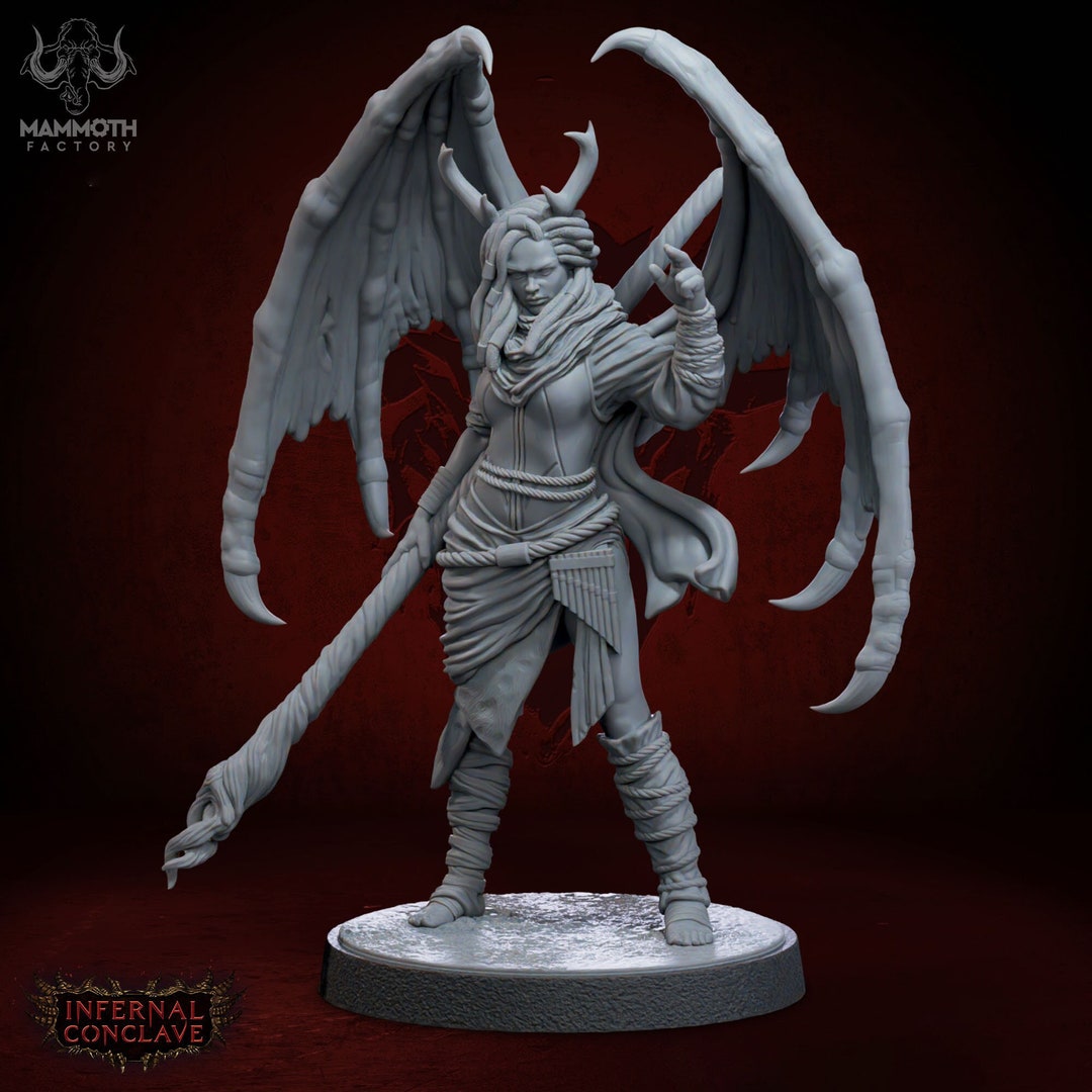 Female Winged Tiefling Sorcerer, Warlock Druid |5 Sizes /scale Resin ...