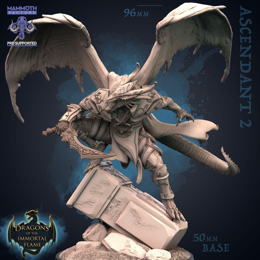 Dragonborn Winged Paladin With Sword | 4 Sizes /scale |resin Miniature ...