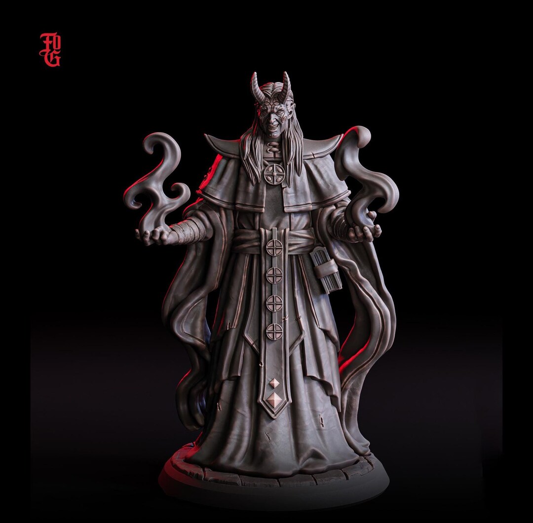 Tiefling Archmage Dark Wizard, Warlock, Sorcerer | 28mm,32mm,54mm,75mm ...