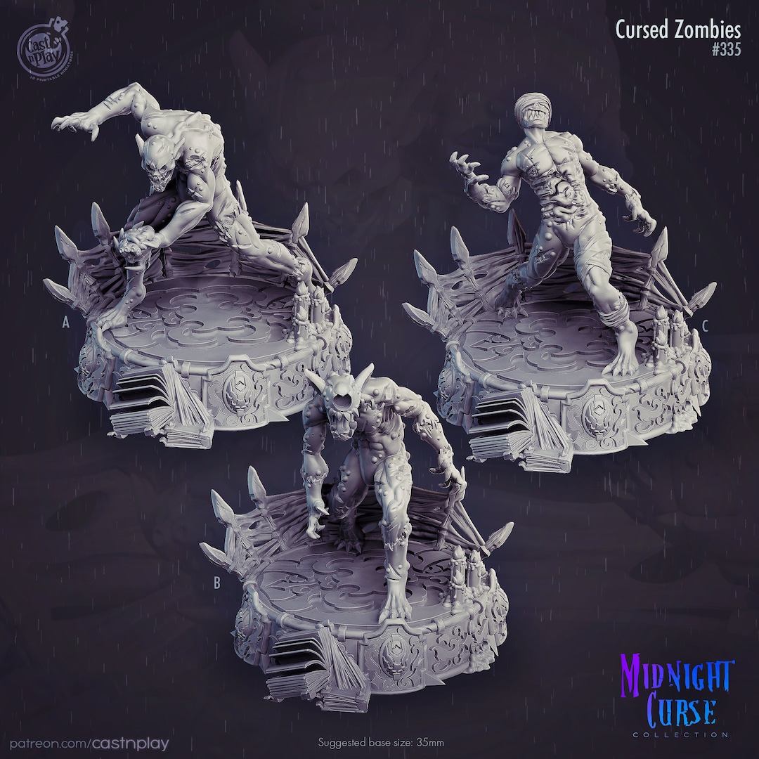 Cursed Zombies - | 28mm and 32mm Scale | Zombie Miniature | Dungeons ...