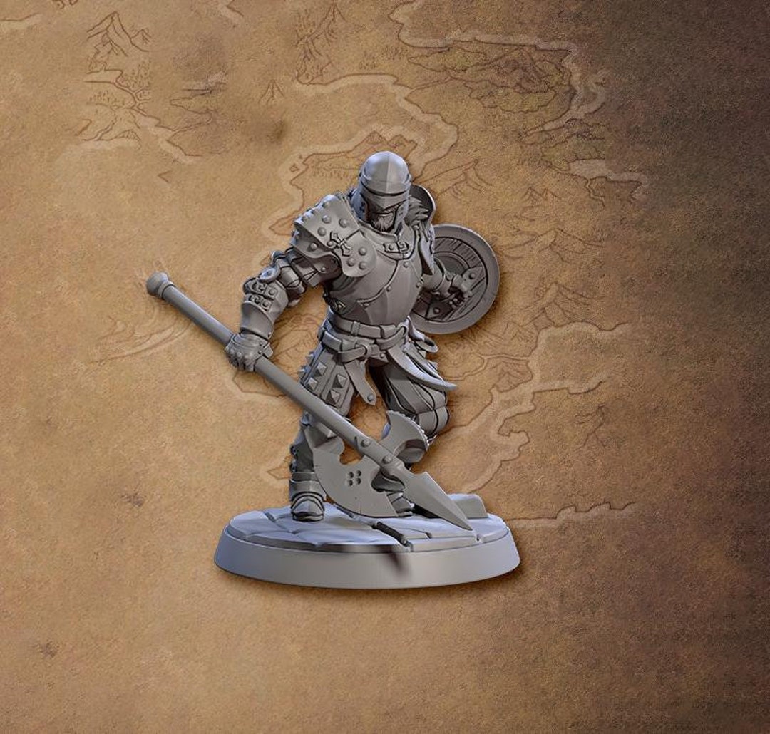 Human Fighter, Polearm Shield Platemail | 5 Sizes /scale Resin ...