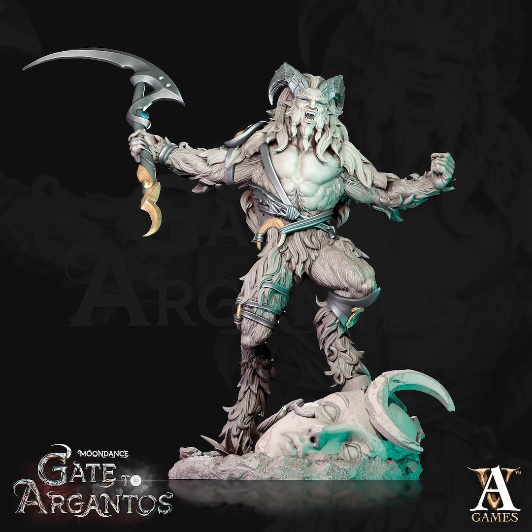 Satyr Warrior Hunter, Goat-man PC NPC Fey Miniature | 28mm, 32mm, 75mm ...