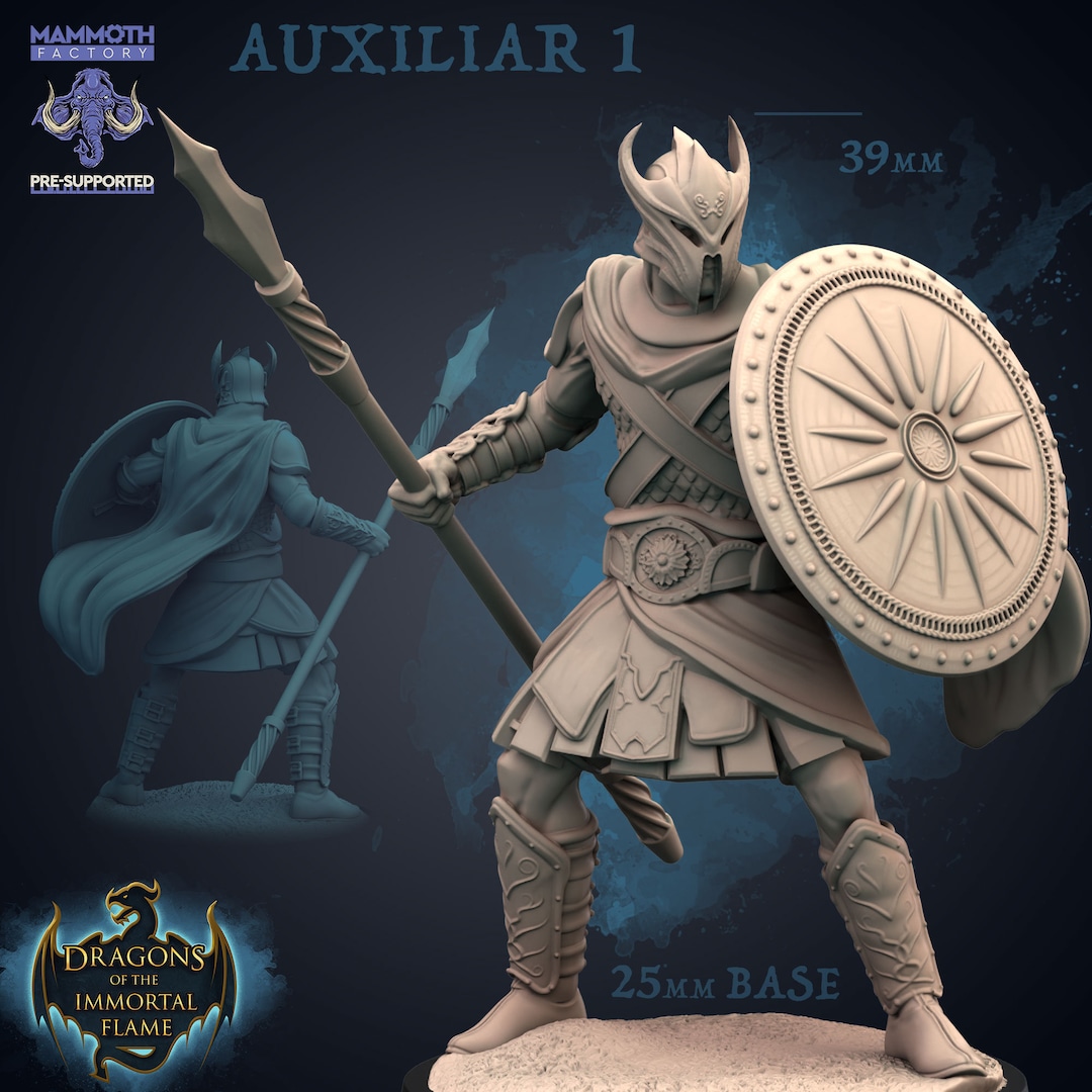Human Fighter Spear and Shield | 3 Sizes /scale Resin Miniature ...