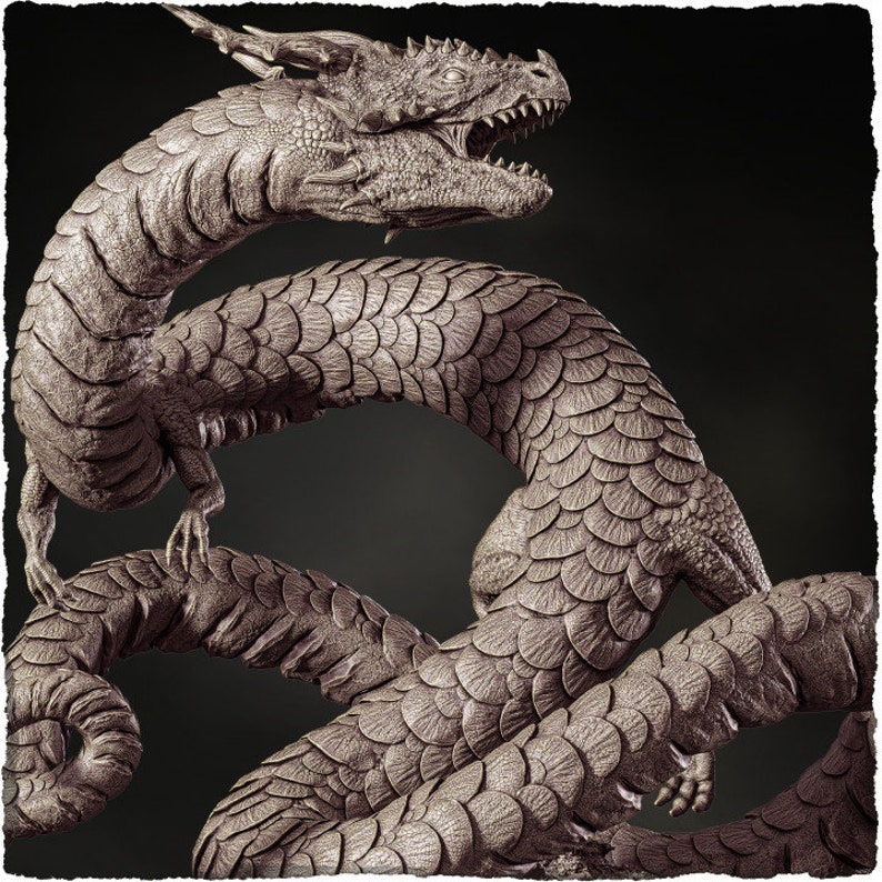 Asian Dragon Wingless (4 Sizes) D&D Miniature | 110mm High | Resin ...