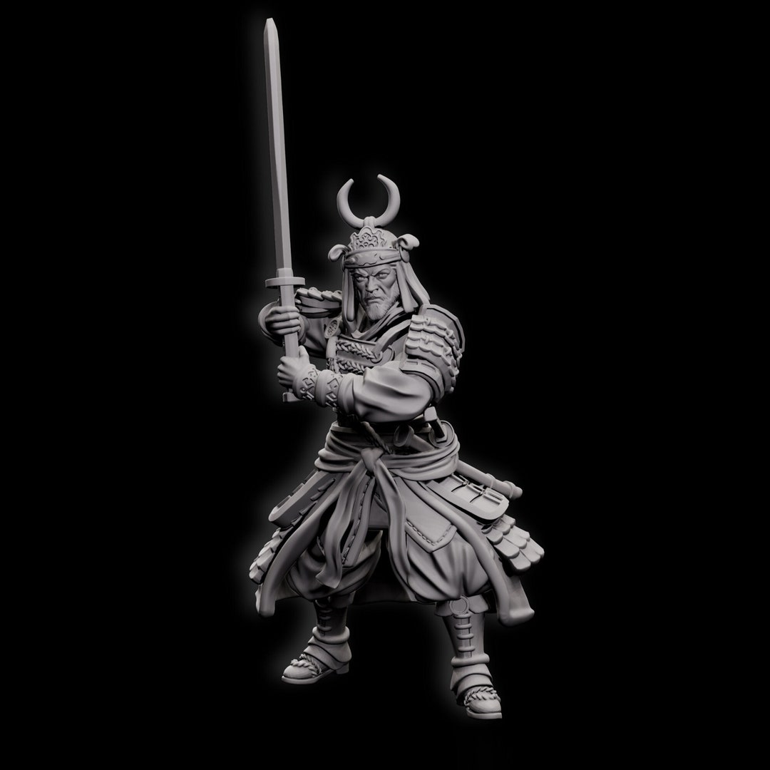 Human Fighter Samurai Kensa With Katana & Armor | Dnd Miniature 28mm ...