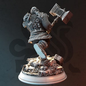 Dwarf Fighter Cleric W/ Hammer & Chainmail Miniature | 28mm, 32mm,54mm,75mm, 100mm Scales | Dnd ...