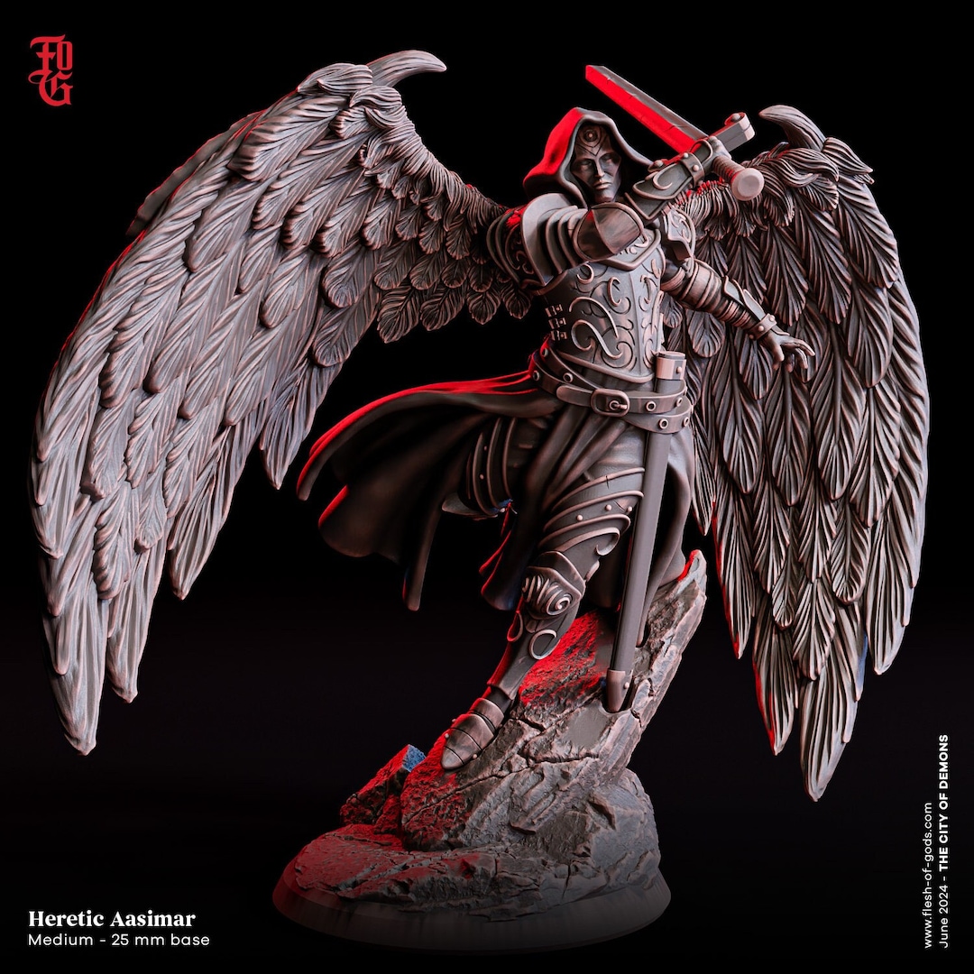 Fallen Aasimar Oathbreaker Paladin | 5 Sizes /scale Resin Miniature ...