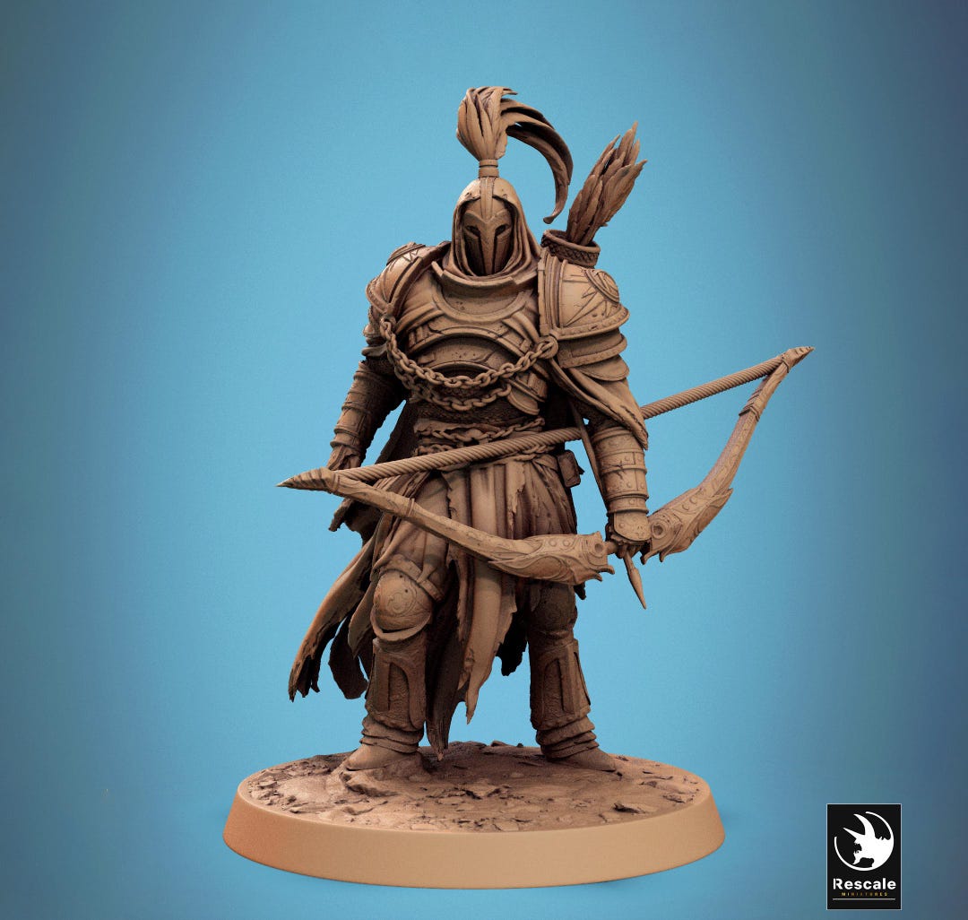 Human Paladin, Fighter Sharpshooter Helm, Bow PC / NPC, Dnd Unpainted ...