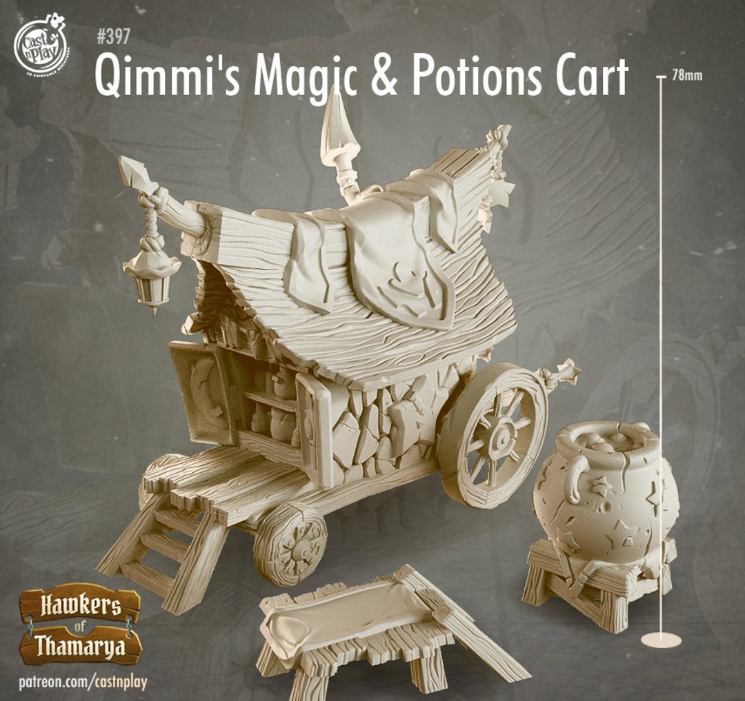 Potions Seller's Cart W/ NPC Dealer Mini | 28mm, 32mm| Dungeons and ...