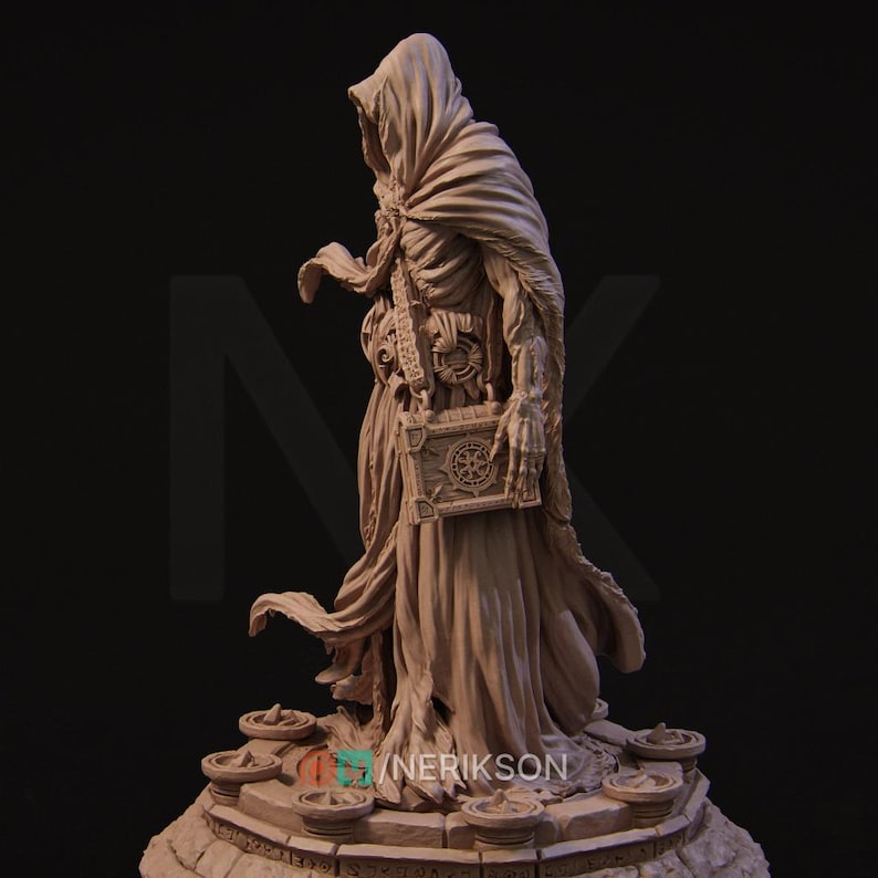 Undead Sorcerer Miniature | Hooded Lich | 5 Sizes Unpainted Resin ...