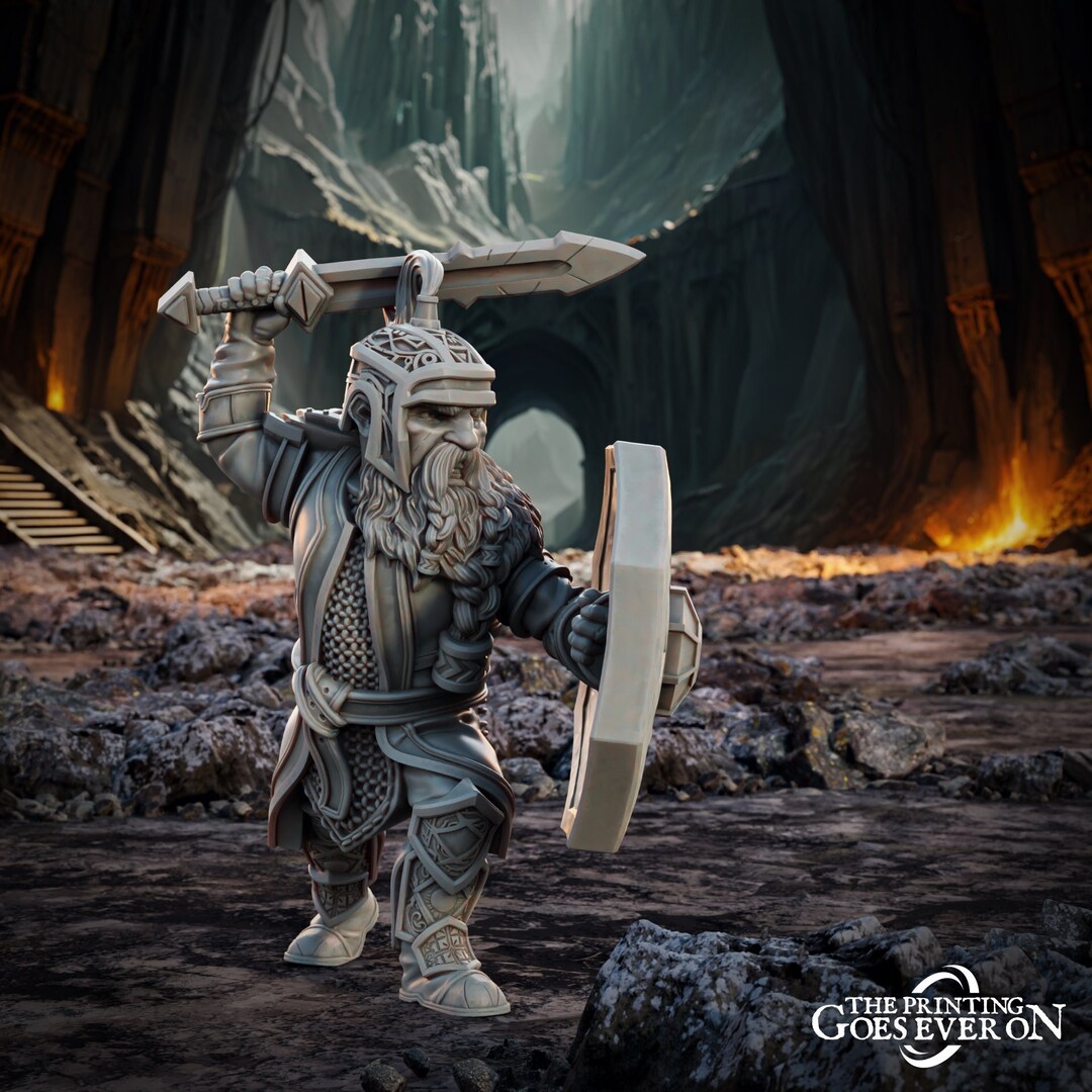 Dwarf Fighter W/ Sword and Shield Resin Miniature | Dungeons and ...