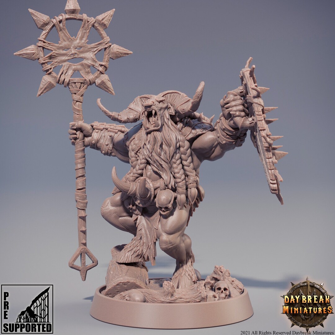 Beastman Minotaur yakfolk 28mm, 32mm, 75mm Scale Resin Miniature ...