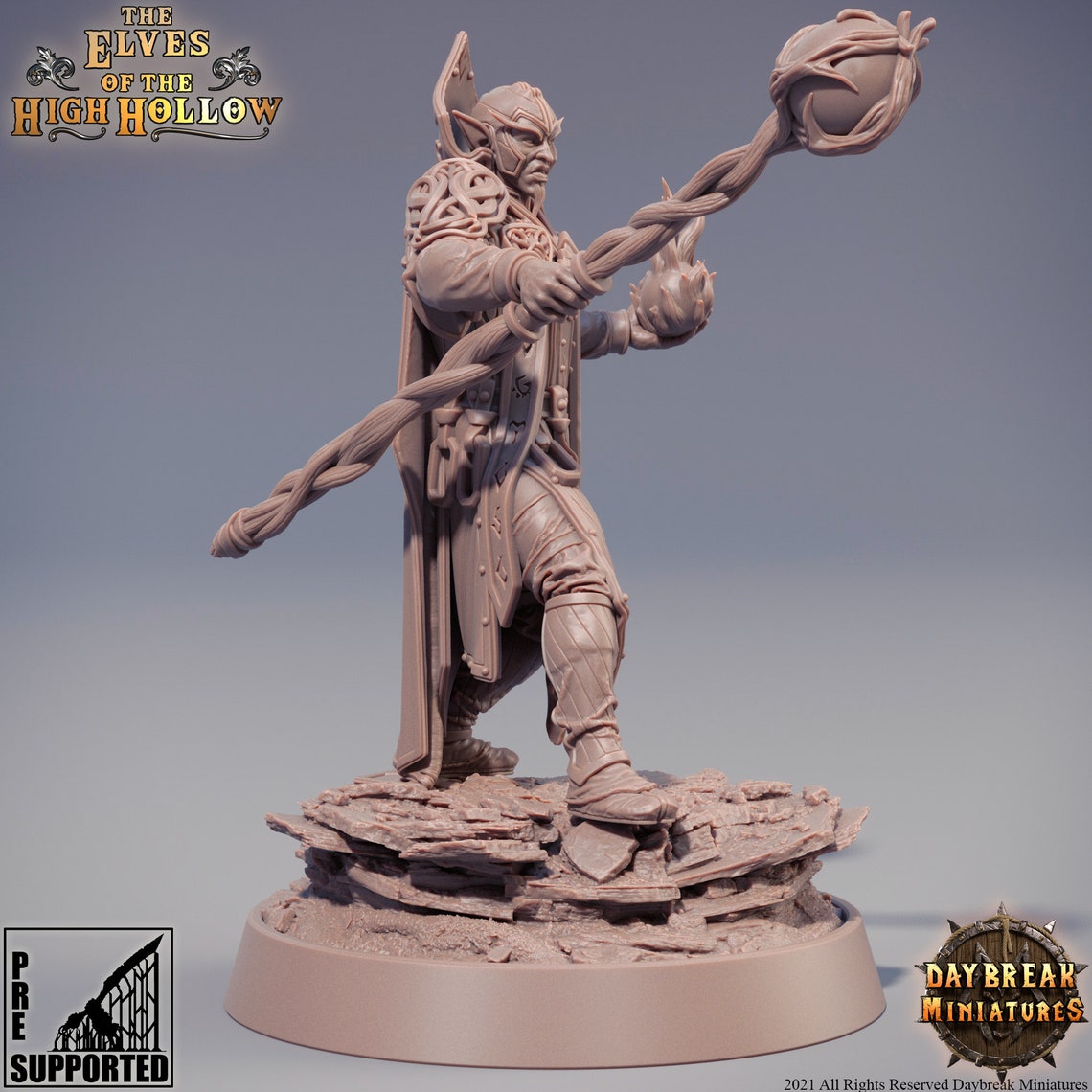 Wood Elf Wizard Elf Druid Miniature 28mm Scale 32mm - Etsy