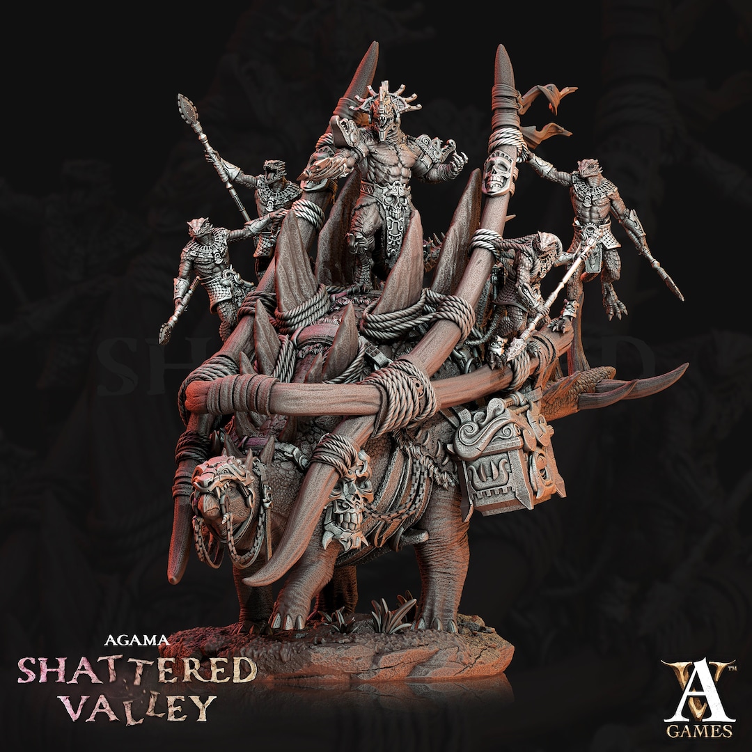 Tzeekul the Conqueror Lizardmen Lizard Folk Warband 135mm Tall | 90mm X ...