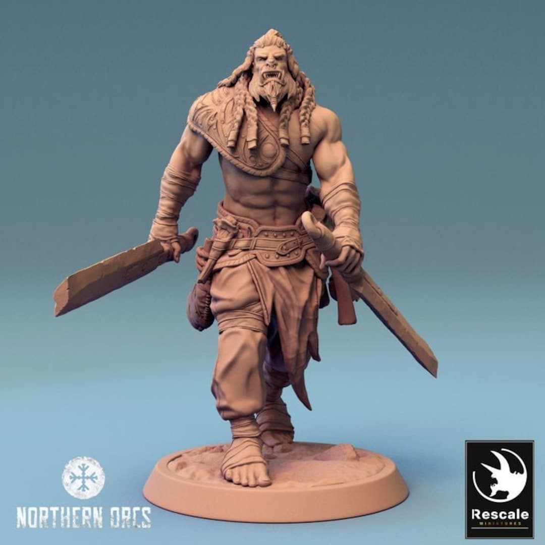 Orc Fighter Barbarian Two Swords, Half-orc | 5 Sizes /scales Megaboss ...