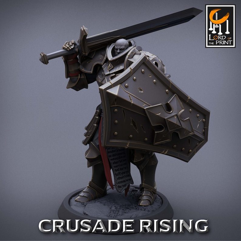 Paladin Knight Templar Unpainted Miniature | 5 Sizes /scales | Dungeons ...