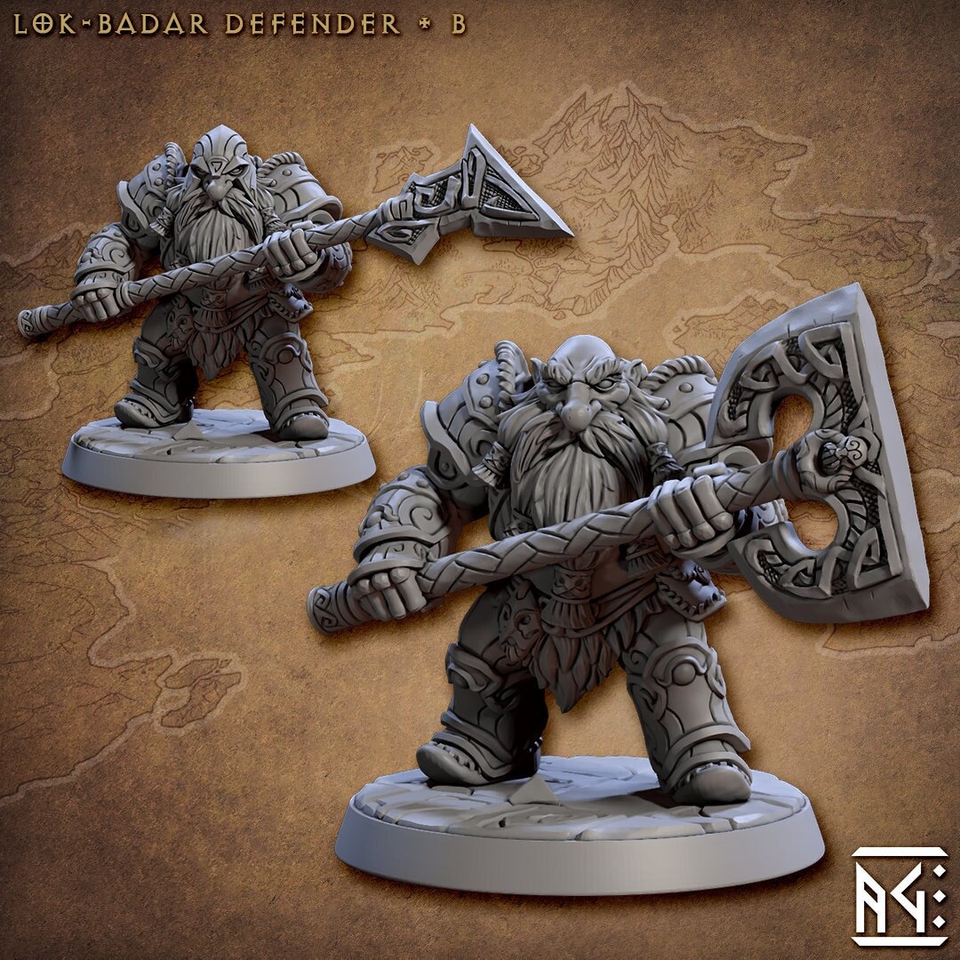Male Fighter Dwarf With Axe, Halberd and Helm | 4 Sizes /scale ...