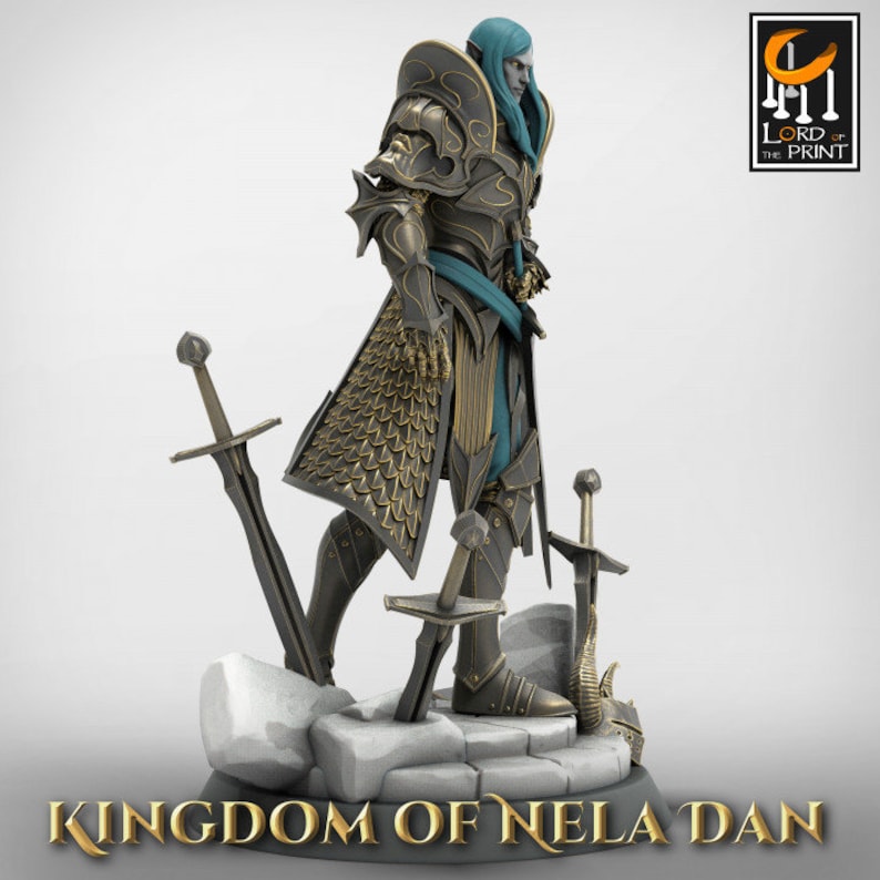 High Elf Lord Paladin, Moon Eladrin Unpainted Miniature | 5 Sizes ...