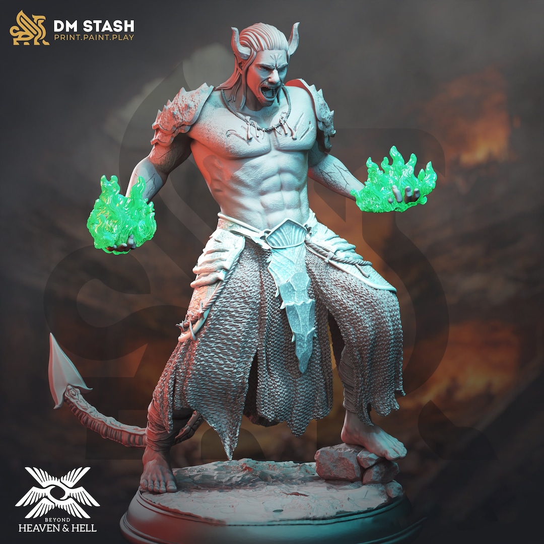 Male Tiefling Sorcerer Warlock PC / NPC Miniature | 28mm, 32mm,54mm ...