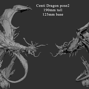 Insectoid Centipede Dragon Sci-fi Miniature | 190mm High, 125mm Base or ...