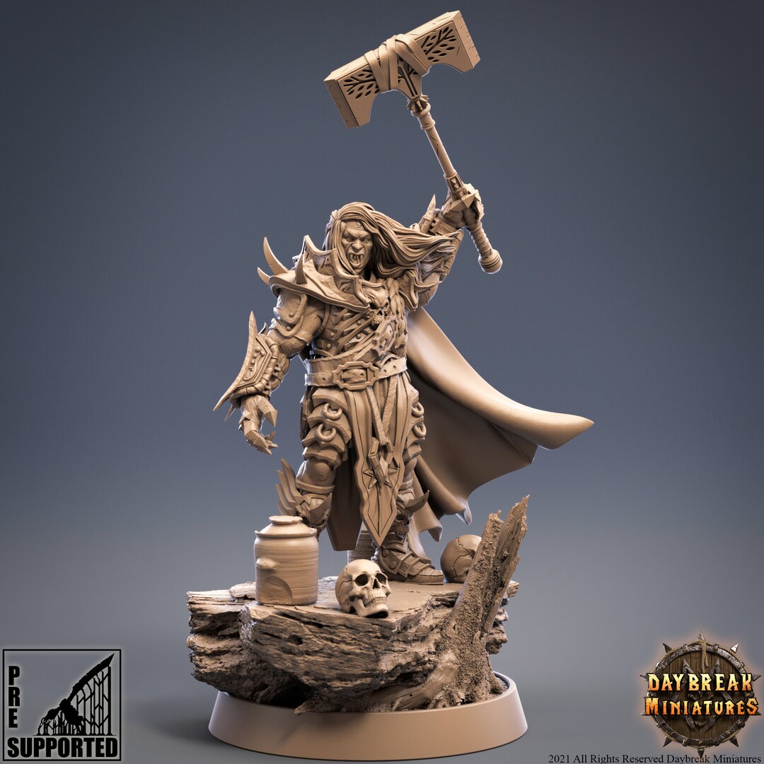 Vampire Blood Knight on Foot | 28mm, 32mm, 75mm Scale Resin Miniature ...