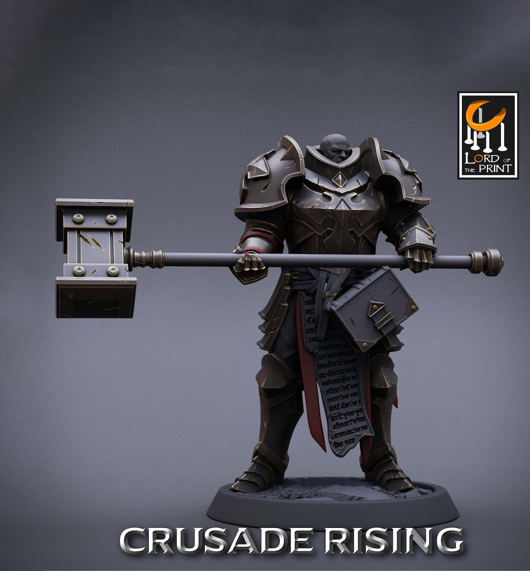 Paladin Knight Hammer Templar Unpainted Miniature | 28mm, 32mm,54mm ...