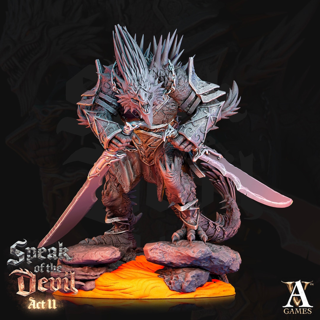 Barbed Devil Resin Miniature/ Dragonborn PC | 28mm,32mm Scale /large ...