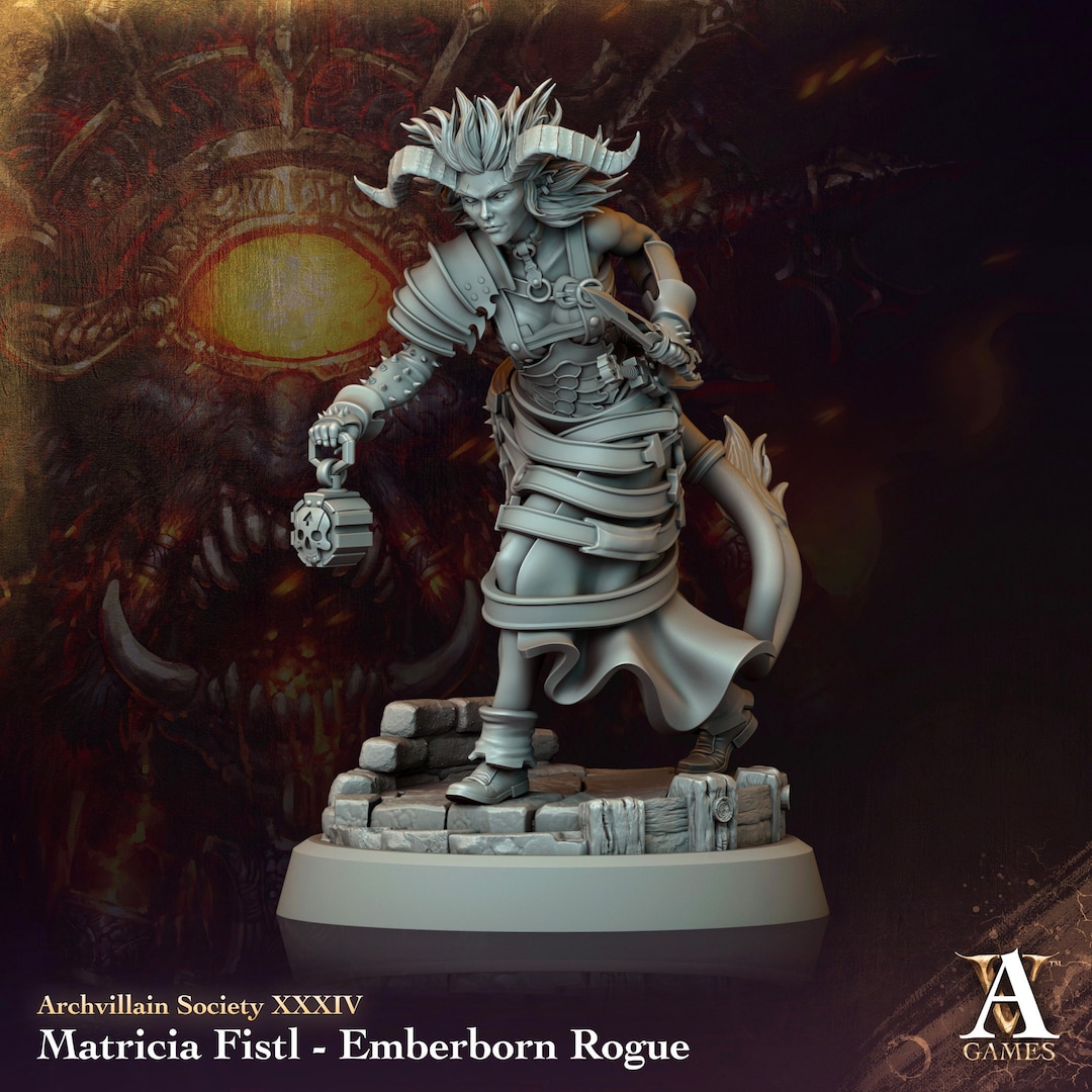 Tiefling Female Rogue, Thief, Assassin Miniature | 28mm, 32mm,54mm 75mm ...