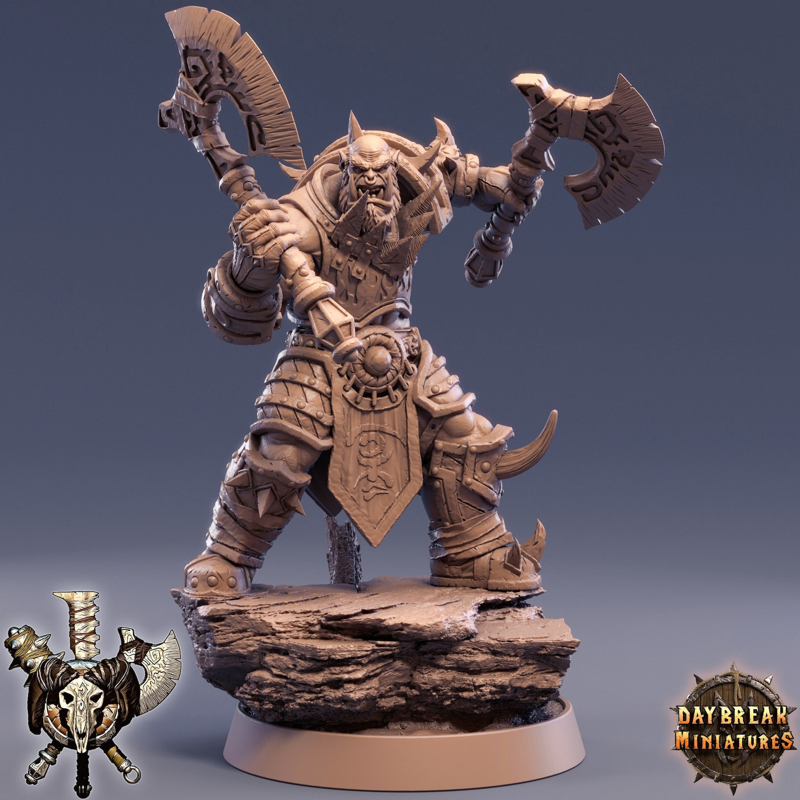 Orc Fighter Warrior Barbarian 2-weapon Style Axes | 5 Sizes /scales ...