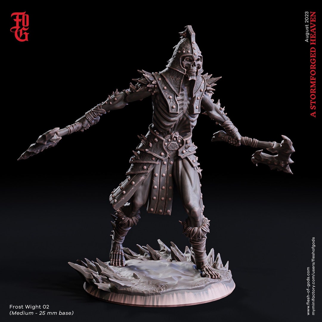 Undead Wight Death Knight Monster With 2 Axes Miniature | 28mm,32mm ...