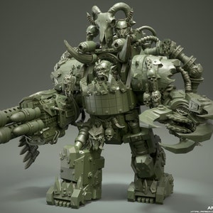 Mech Armored Orc Miniature | Sci-fi Warboss | Resin 28mm 32mm 50mm 75mm ...