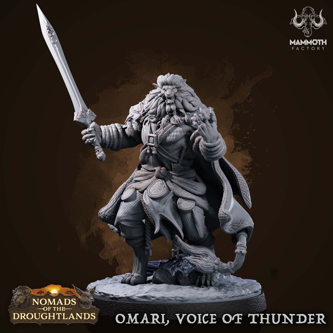 Leonin Lion Folk Barbarian, Fighter Unpainted 28mm,32mm,54mm,75mm Scale ...