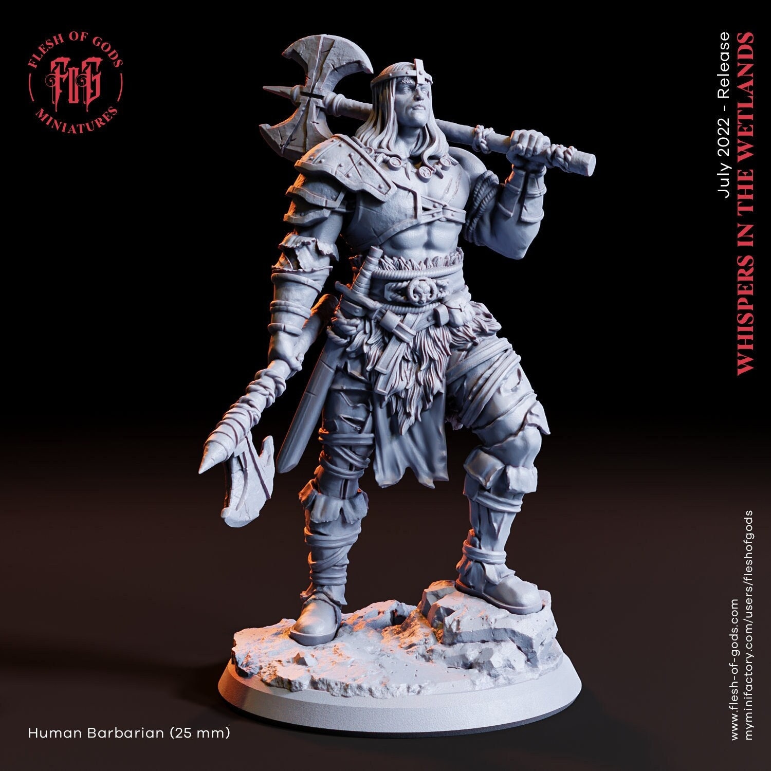 Barbarian Fighter Human Figure D&D5E | 28mm, 32mm,54mm, 75mm, 100mm ...