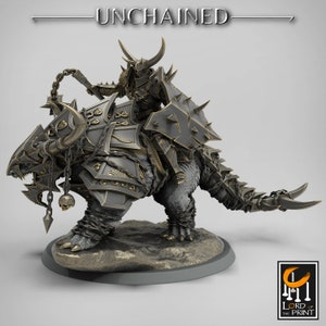 Chaos Knight on Armored Muscular Beast Flail and Shield, Oathbreaker ...