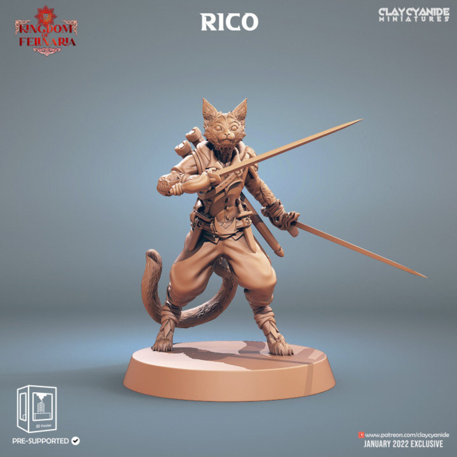Tabaxi Swashbuckler Fighter Rogue (5 Different Models) | 3 Sizes ...