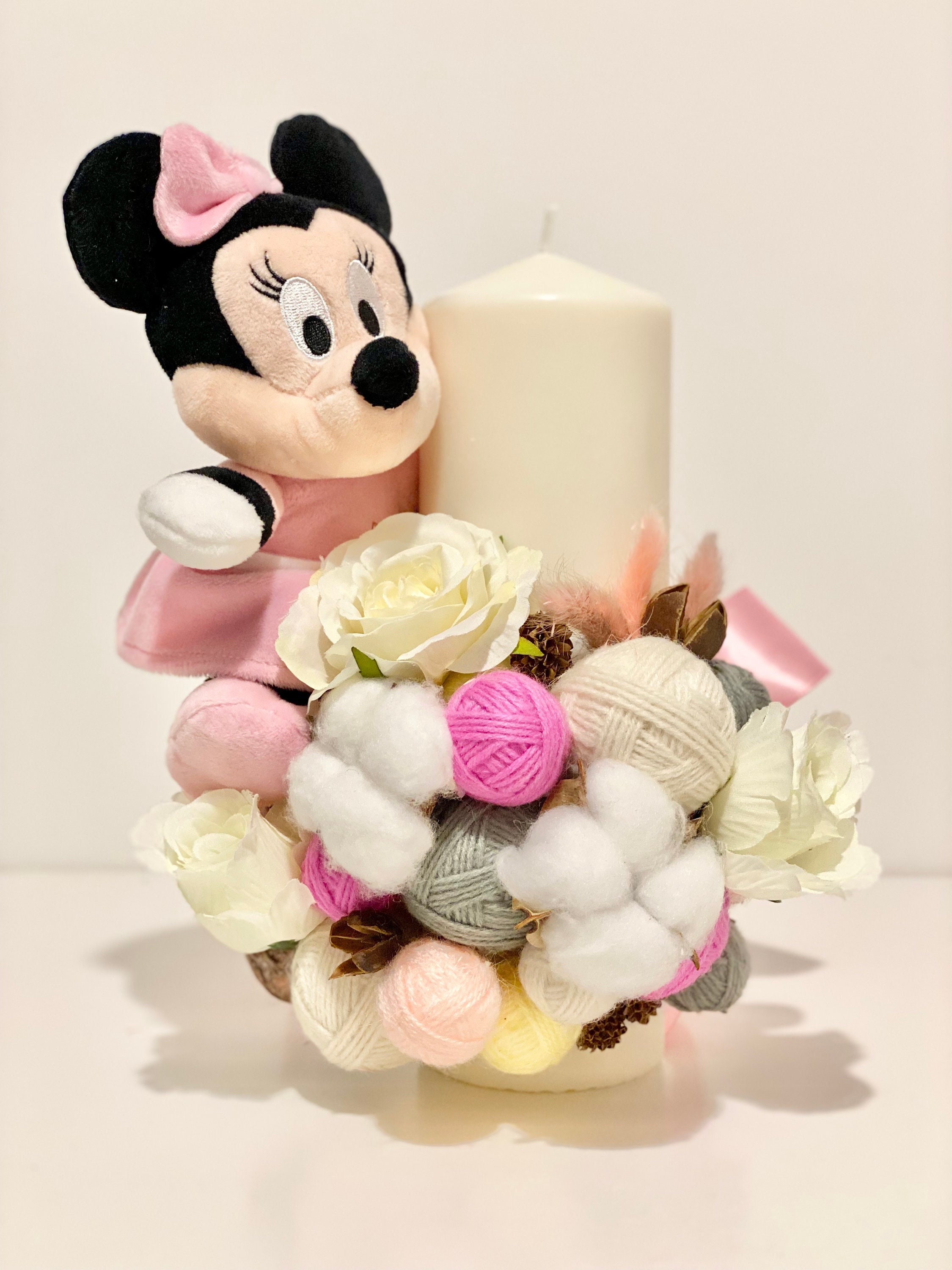 Mickey and Minnie Mouse Baptism Candle| Christening| Christening Gifts ...