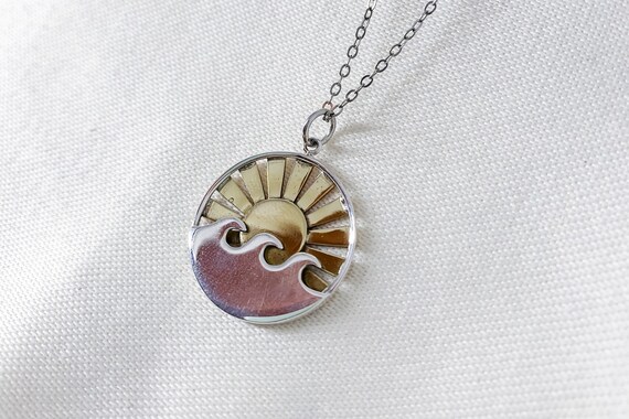 Sterling Silver Pendant with Bronze Sun Rays Necklace | Etsy