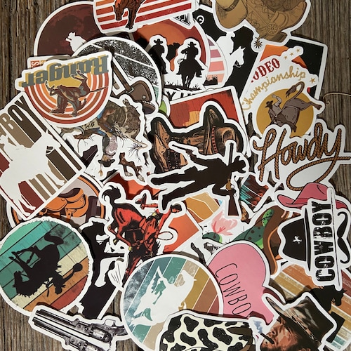 Western Stickers Pack 10-100 Stickers Cowboy Cowgirl - Etsy