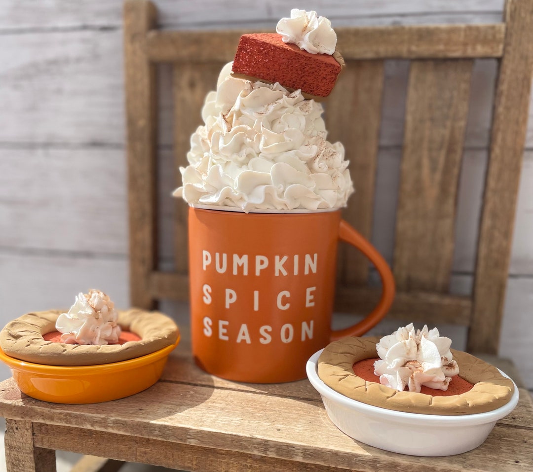 Pumpkin Pie Mug Topper, Fake Pumpkin Pie, Faux Pumpkin Pie, Tiered Tray ...