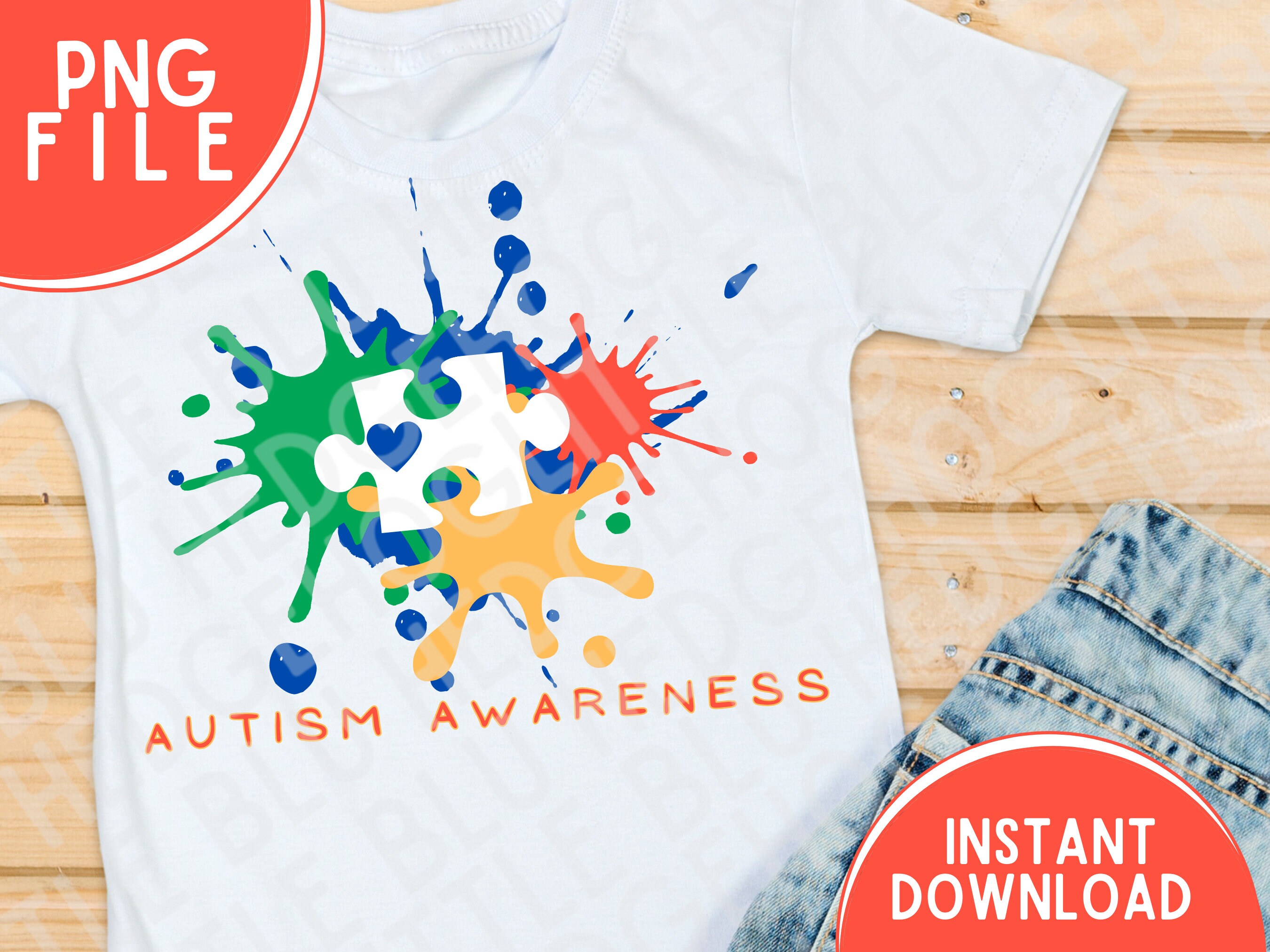 Autism Awareness Paint Splatter PNG, Puzzle Piece, Heart, Colorful ...