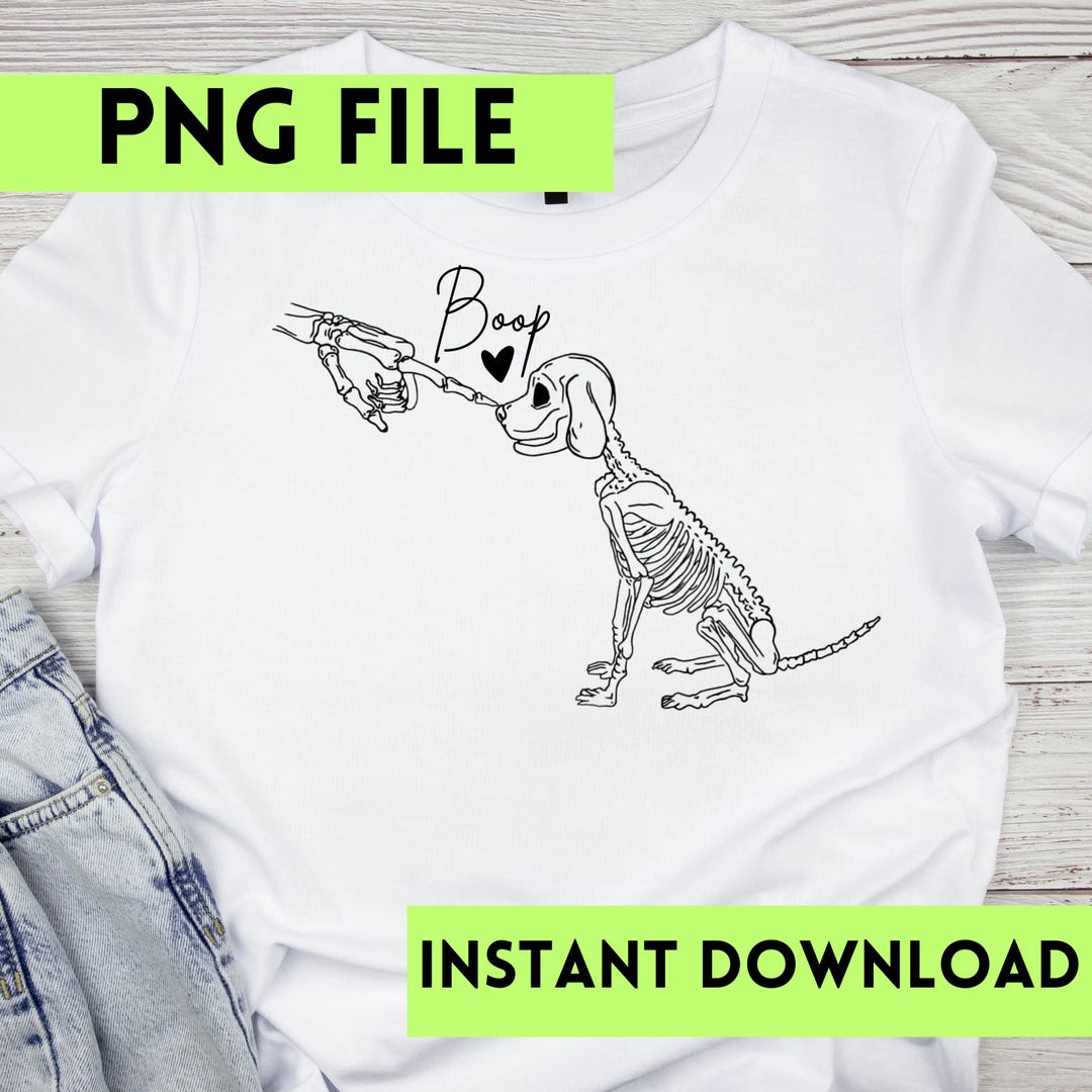 Skeleton Dog Boop With Heart PNG: Halloween Pet Lover Design (digital ...
